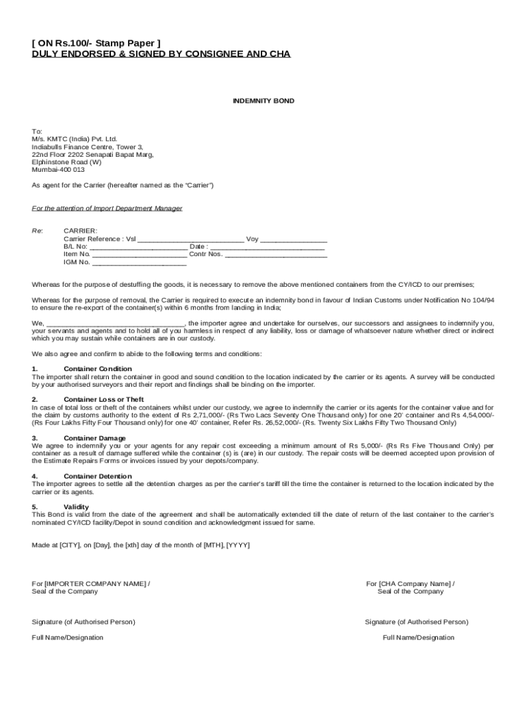 On Rs. 100/- Stamp Paper signed by Notary Doc Template | pdfFiller