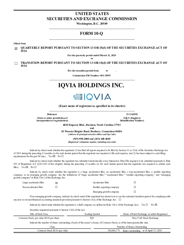 Fillable Online IQVIA HOLDINGS INC. Fax Email Print - pdfFiller