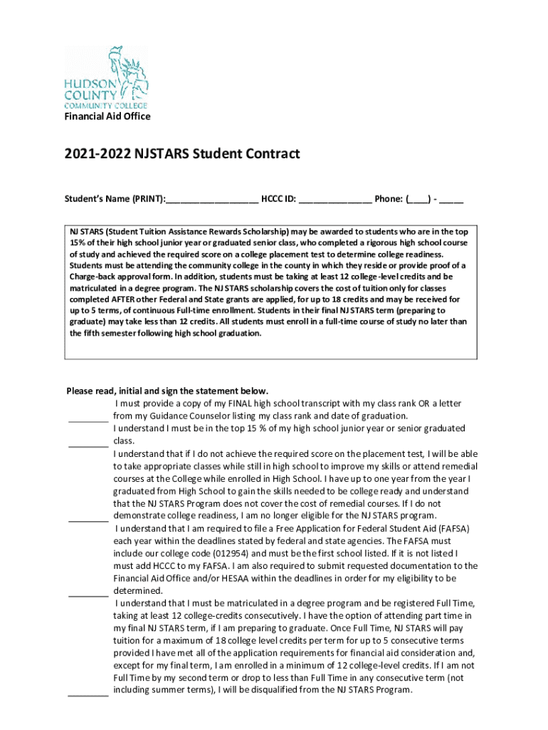 Fillable Online 20212022 New Jersey STARS Agreement Fax Email Print ...