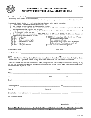 Fillable Online CHEROKEE NATION TAX COMMISSION AFFIDAVIT FOR ... Fax ...
