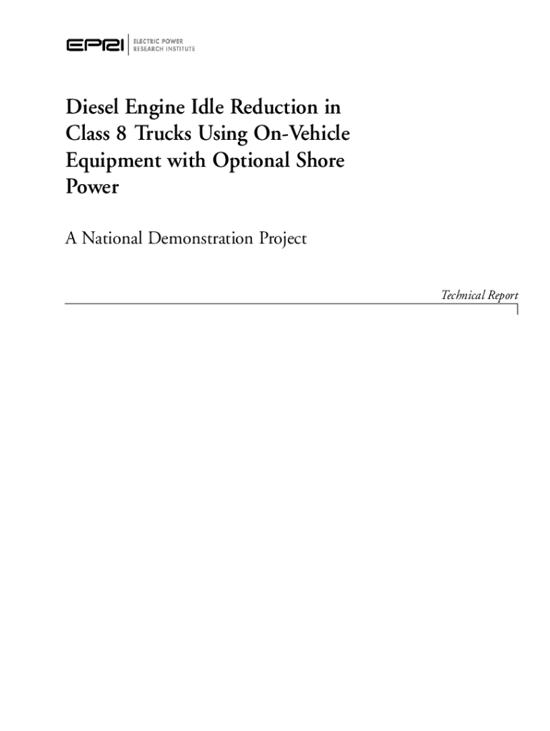 Fillable Online Diesel Engine Idle Reduction in Class 8 Trucks Using On ...