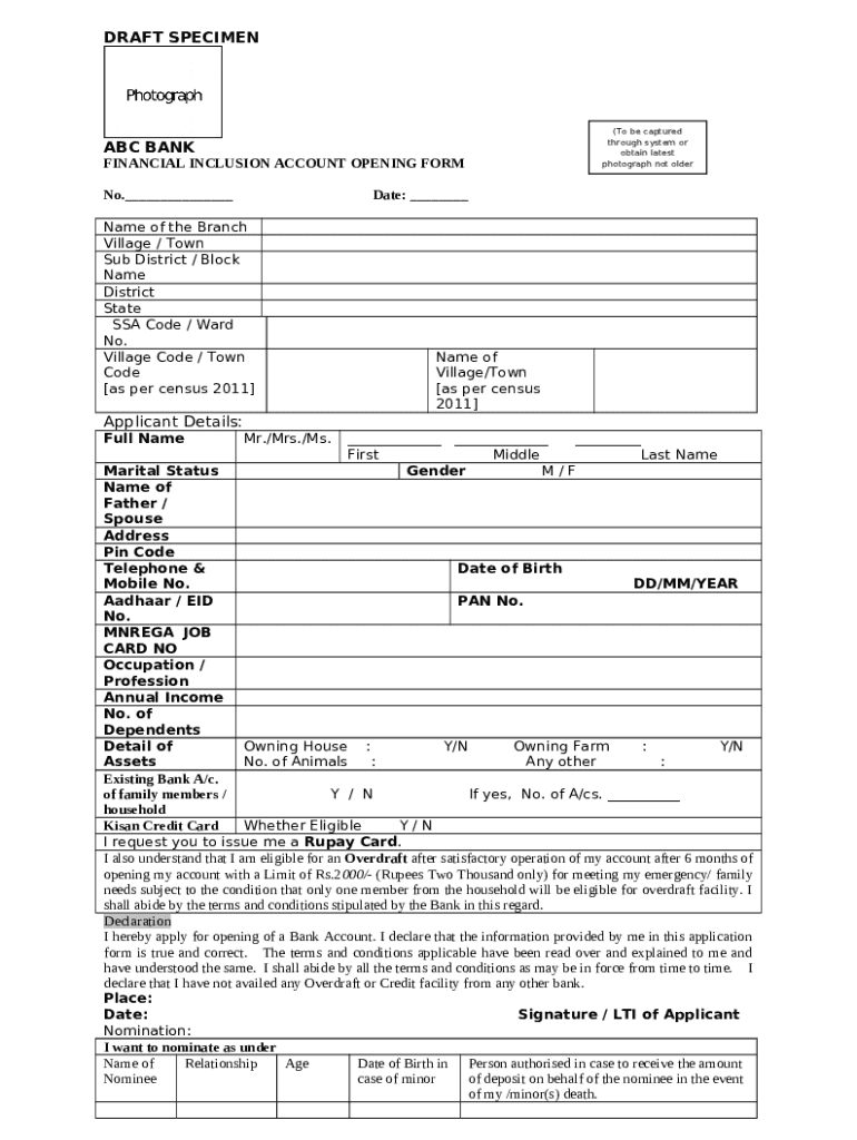 Pnb Account Opening - Fill Online, Printable, ... Doc Template | pdfFiller