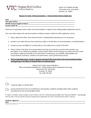 Fillable Online Request for Letter of Recommendation Visiting Student ...