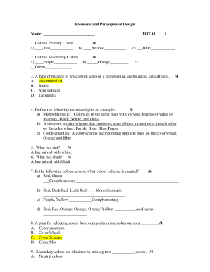 Fillable Online mfhs bie Colour Theory, Elements and Principles of Design Fax Email Print ...