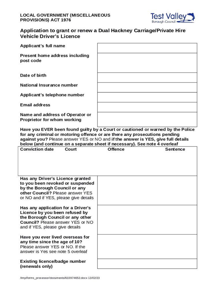 Dual Driver licence application Doc Template | pdfFiller