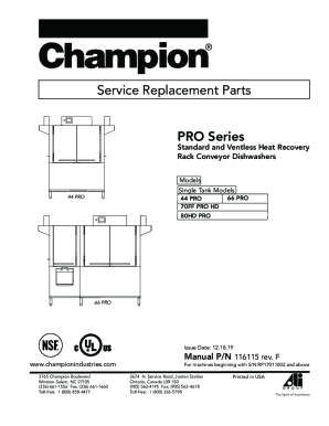 Fillable Online Champion 44 PRO-HR Pro Series 44W rack conveyor ... Fax ...