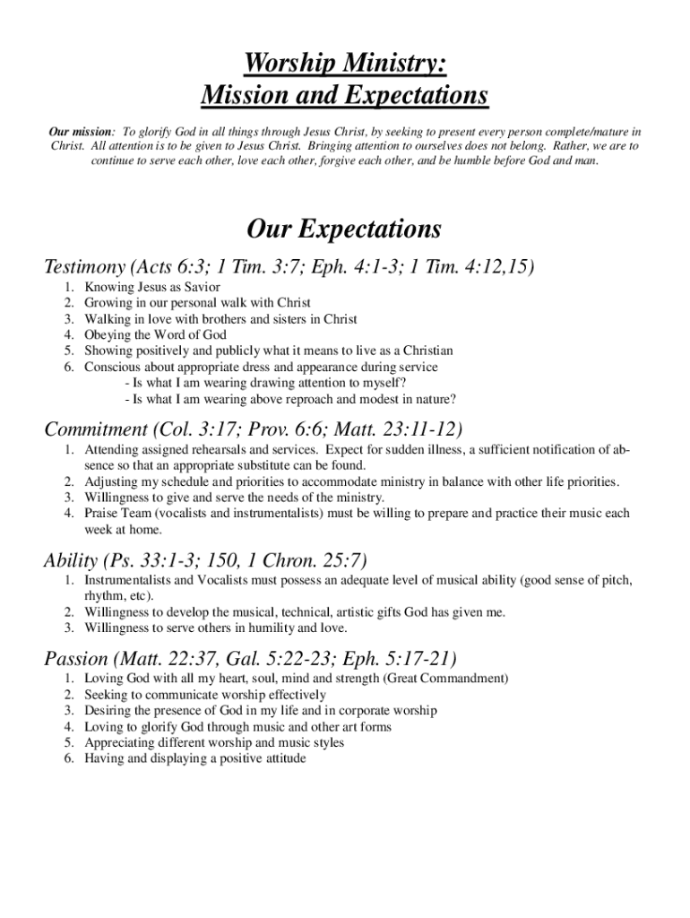 Fillable Online Worship Team Application - Cornerstone Berean Church Fax Email Print - pdfFiller