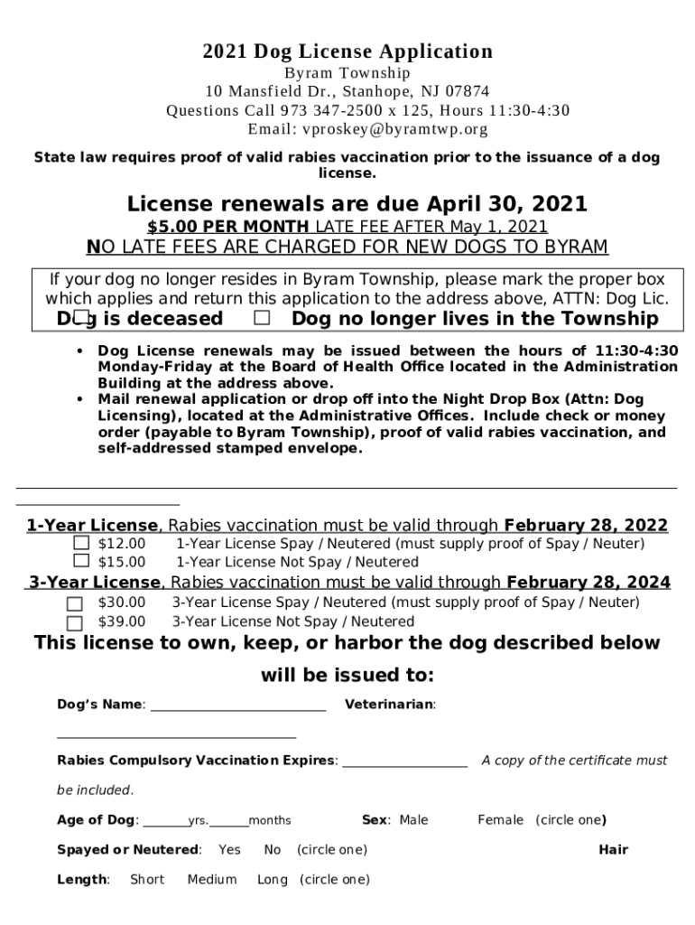 Animal Services - Byram Township Doc Template | pdfFiller