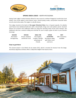Fillable Online Spring Creek Lodge -Fly fishing Argentina's best trout ...