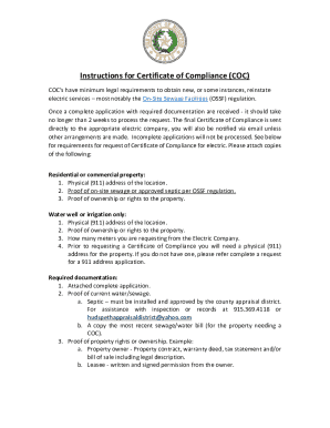 Fillable Online Instructions for Certificate of Compliance (COC) Fax ...