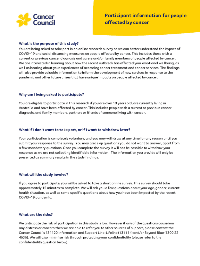 Fillable Online Template participant information for online surveys or ...