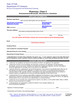 Fillable Online dopl utah Business License Application - Morgan City ...