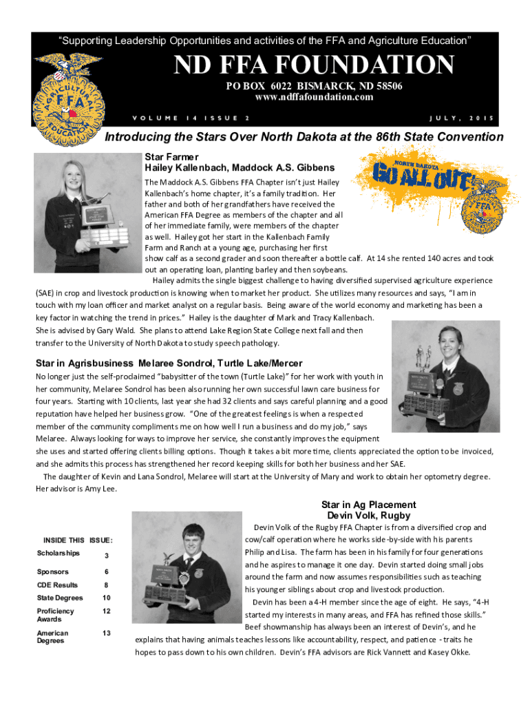 Fillable Online APPLICATIONSND FFA FOUNDATION Fax Email Print - pdfFiller