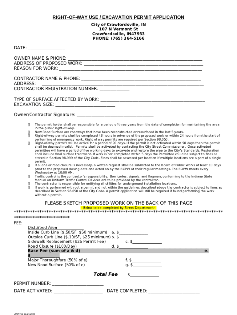 Right-of-way use, excavation, and oversize permits - indy.gov Doc ...