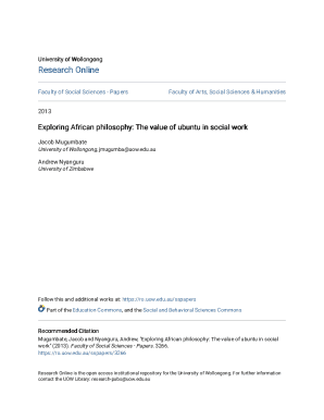 Fillable Online Exploring African philosophy: The value of ubuntu in ...