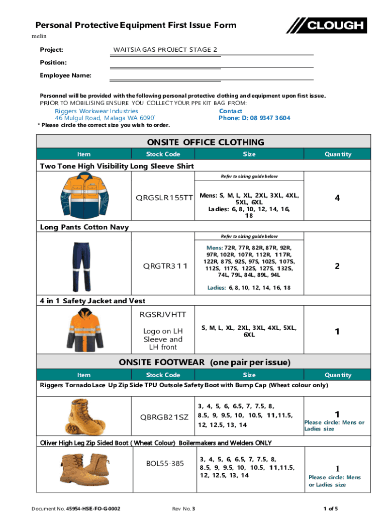 Fillable Online Personal Protective Equipment (PPE) - James Lake Gas ...