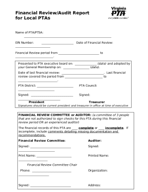 PTA ANNUAL AUDIT/FINANCIAL REVIEW ( ... Doc Template | pdfFiller