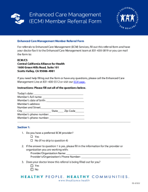 Fillable Online Enhanced Care Management Program Member Referral Form ...