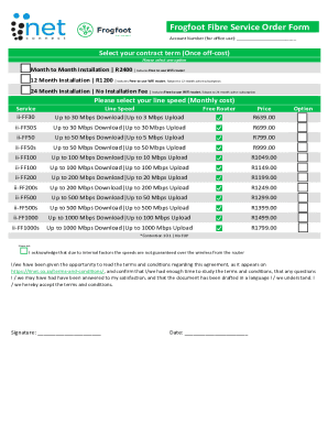 Fillable Online Frogfoot Fibre Service Order Form - iiNet Connect Fax ...