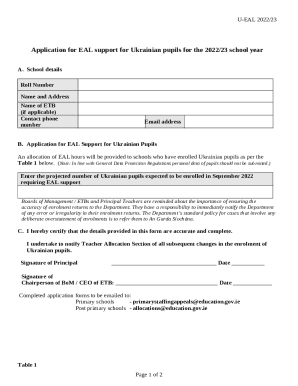Application for EAL Support for Ukranian Pupils for the ... Doc ...