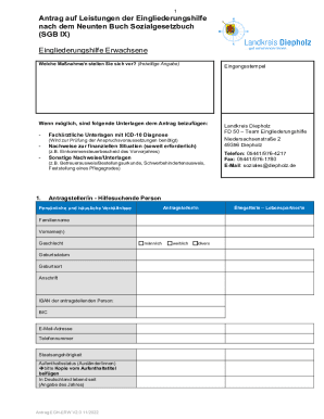 Ausfüllbar Online Antrag auf Leistungen der Eingliederungshilfe nach ...