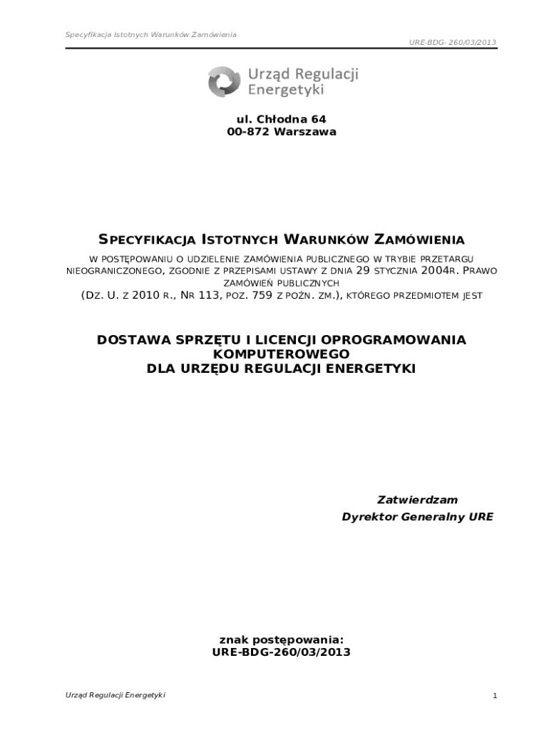 SPECYFIKACJA ISTOTNYCH WARUNKW ... - Gov.pl Doc Template | pdfFiller