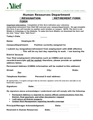 Human Resources Department RESIGNATION ... Doc Template | pdfFiller