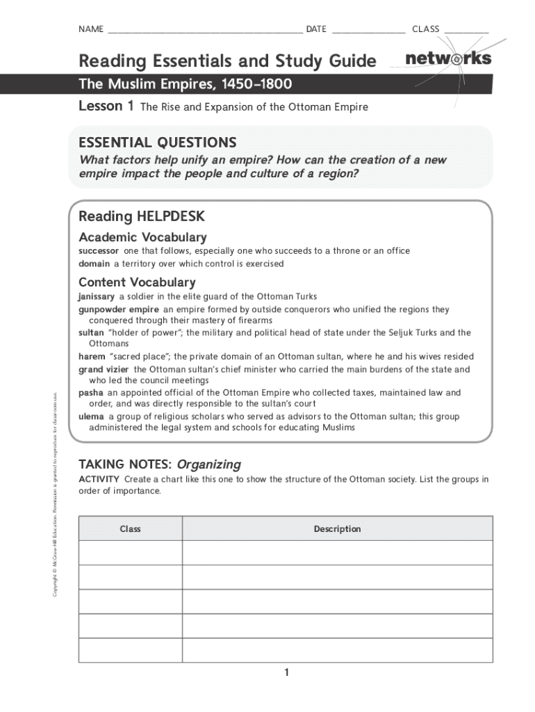 Fillable Online Chapter 15 Worksheet The Muslim Empires (1450 ...