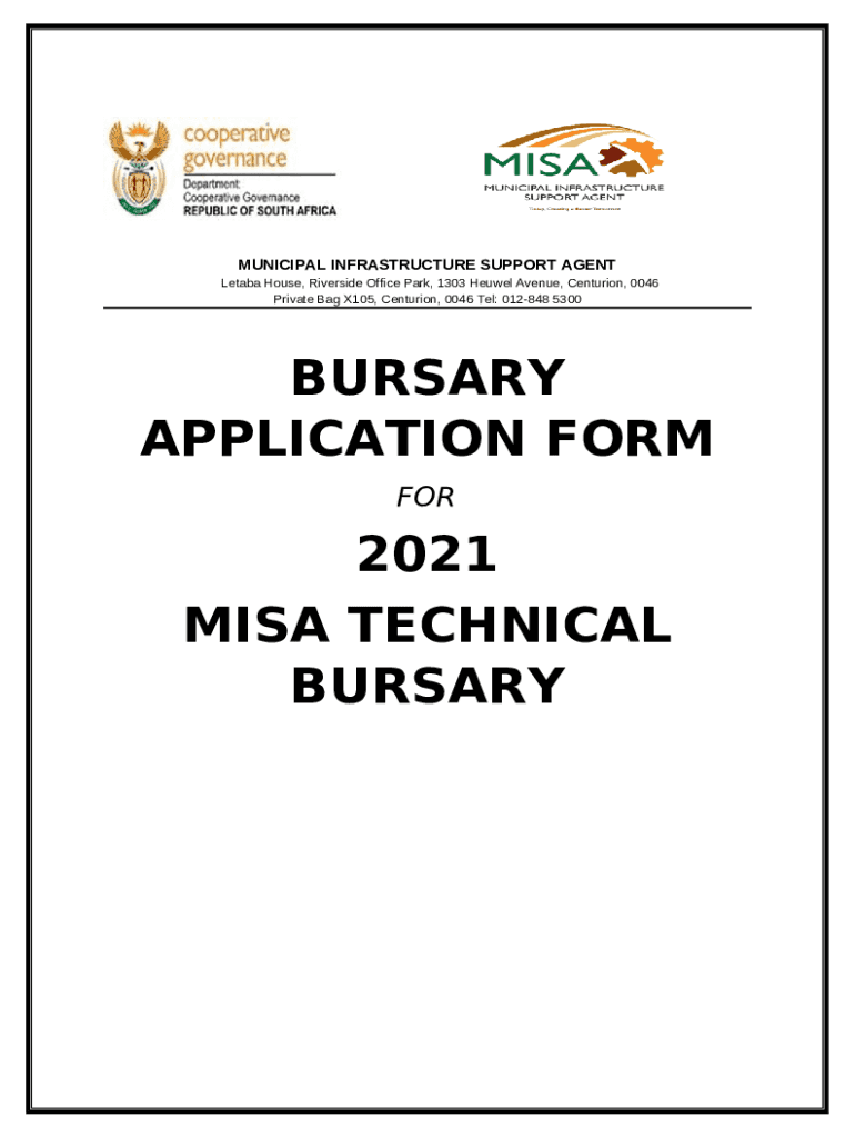 bursary application for 2022 misa technical bursary Doc Template | pdfFiller