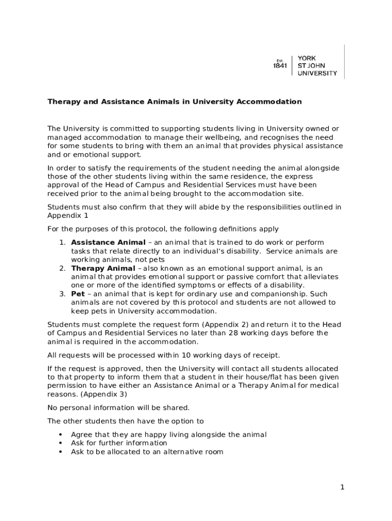 A better policy for support animals in student accommodation Doc ...