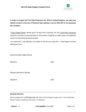 Fillable Online AKU-UK Data Subject Consent Form v1.0 Fax Email Print ...