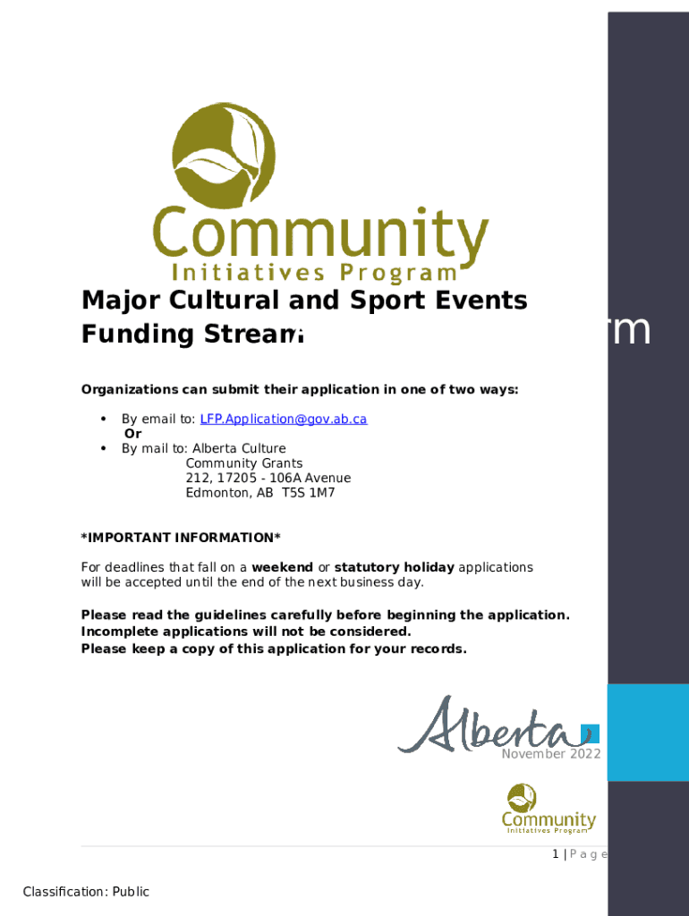 Community Initiatives Program (CIP) Major Cultural and Sport Events ...