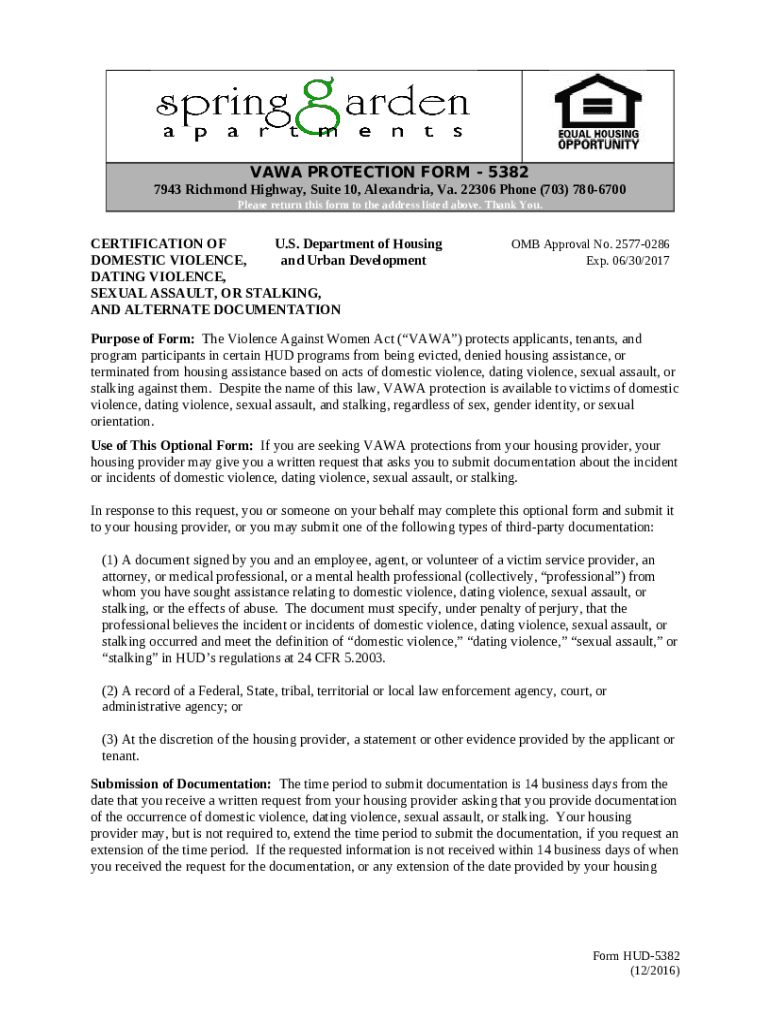 VAWA Accommodation Request Project Based ... Doc Template | pdfFiller