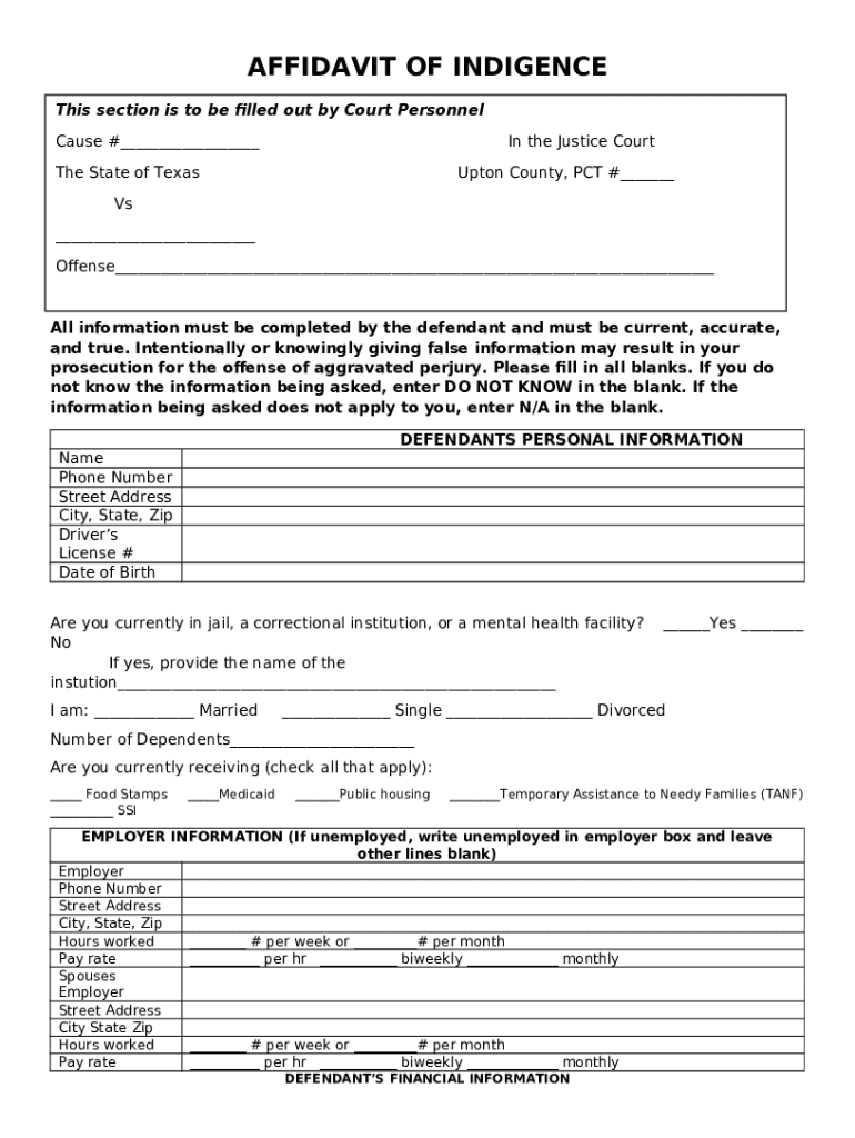 Affidavit of Indigence and Application for Court Appointed ... Doc ...