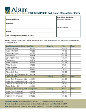Fillable Online 2022 Seed Potato and Onion Plants Order Form - Alsum ...