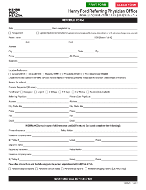 Fillable Online Henry Ford Referring Physician Office Fax Email Print ...