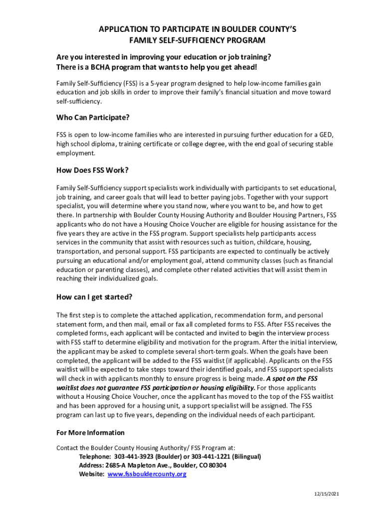 Fillable Online family-self-sufficiency-application- ... Fax Email ...