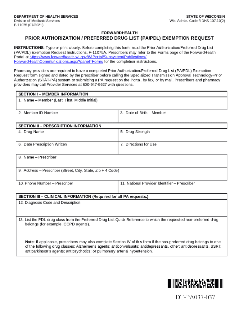 Free Wisconsin Medicaid Prior (Rx) Authorization - PDF - dhs wisconsin ...
