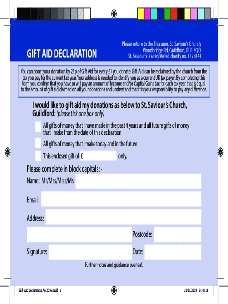 Fillable Online Holy Trinity and St Saviours PCC - Gift Aid Declaration ...