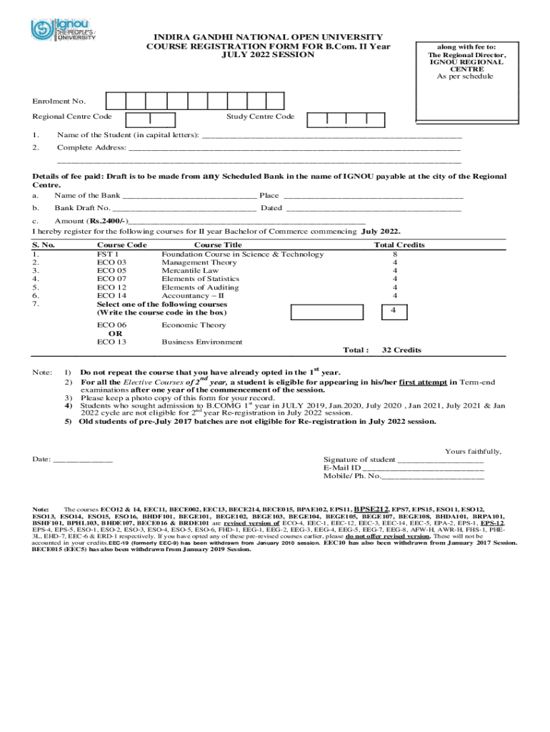 Fillable Online IGNOU - Official Transcript form Fax Email Print ...