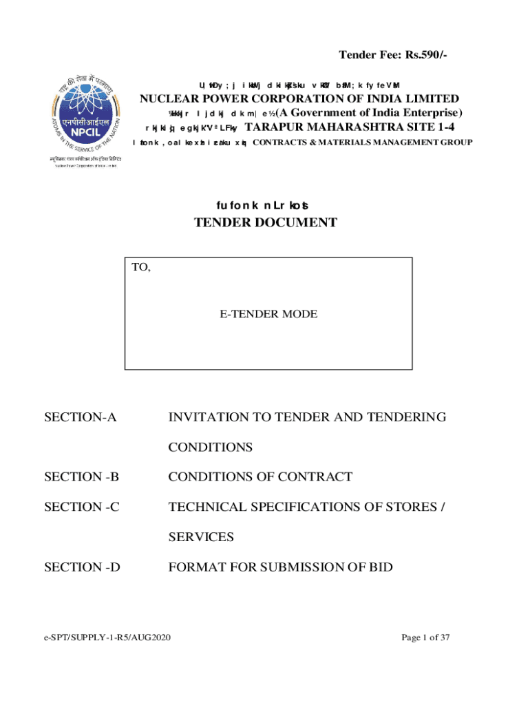 Fillable Online npcil etenders E-TENDER MODE Fax Email Print - pdfFiller