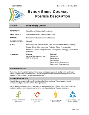 Fillable Online BYRON SHIRE COUNCIL POSITION DESCRIPTION - NRMjobs Fax ...