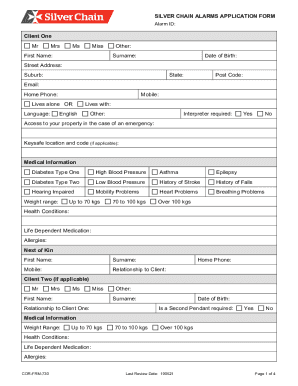 Fillable Online activation form for a new client with an alarm system ...
