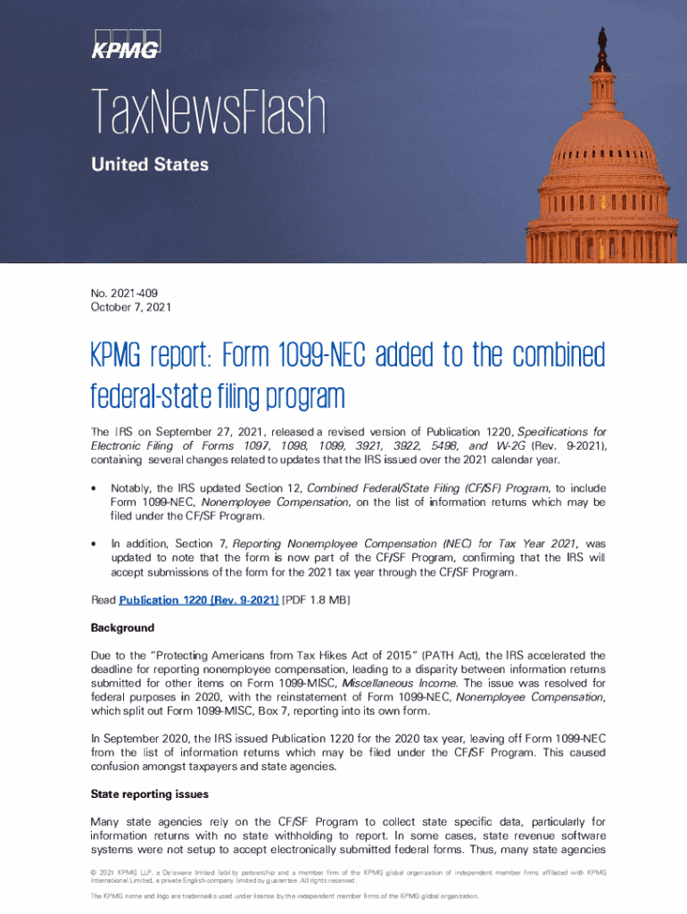 Fillable Online KPMG report: Form 1099-NEC added to the combined ...