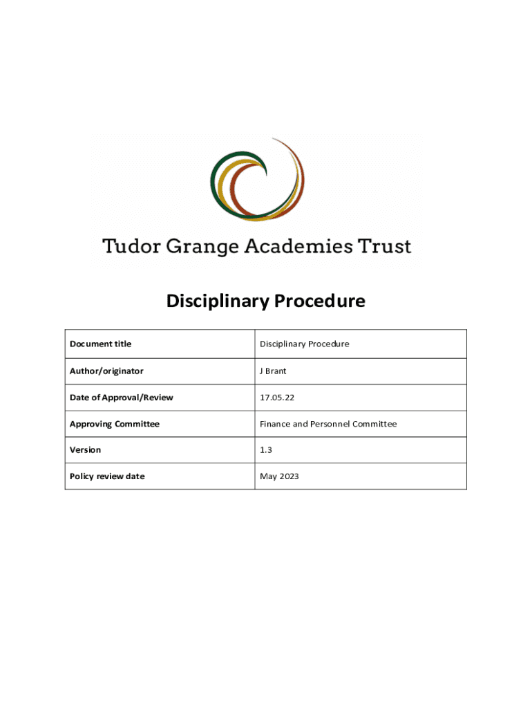 Fillable Online Disciplinary Procedures: A Step-by-Step Guide for ...