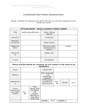 Summary Care Record Patient Consent Doc Template | pdfFiller