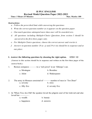 Fillable Online 2nd PUC English Model Question Paper 2 with Answers Fax Email Print - pdfFiller