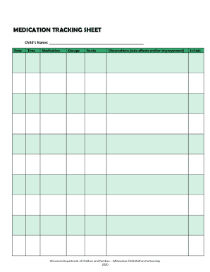 Fillable Online MEDICATION TRACKING SHEET Fax Email Print - pdfFiller