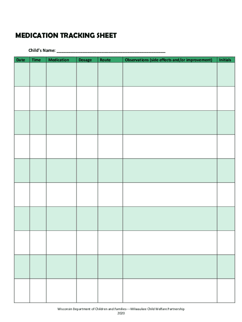 Fillable Online MEDICATION TRACKING SHEET Fax Email Print - pdfFiller