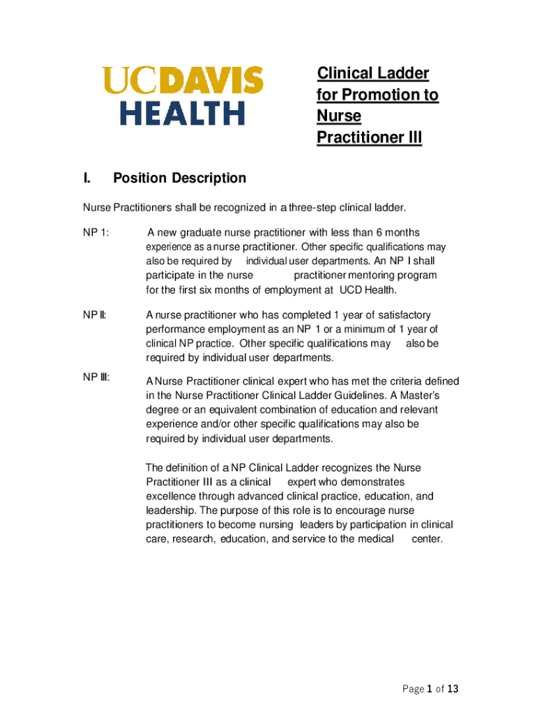 Fillable Online Clinical Ladder for Promotion to Nurse Practitioner III ...